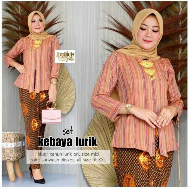 Jual Kebaya Lurik Lurik Set Kebaya Lurik Ayu + Rok Batik Plisket Seragam Bridesmaids Cantik ...