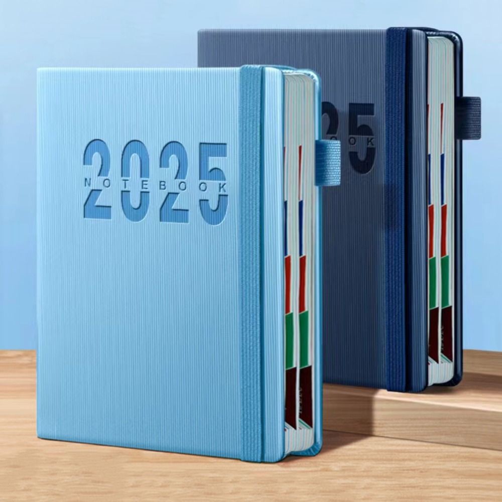 Jual 2025 A5 Textured PU Portable Agenda Book English Calendar Book ...