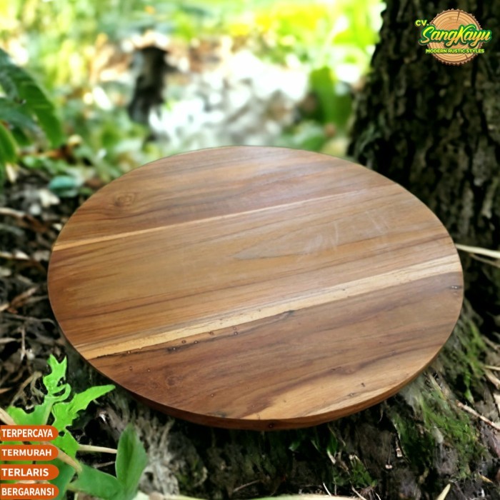 Jual Papan kayu jati bulat board 50 cm nampan bulat kayu jati teak wood ...