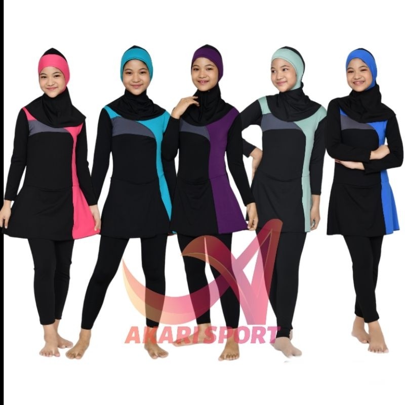 Jual FC33EB BAJU RENANG MUSLIM HIJAB WANITA ANAK TK SD SPANDEK PREMIUM ...