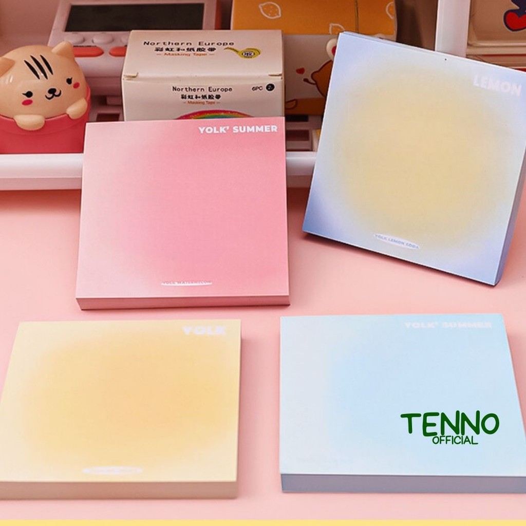 Jual TENNO Stick Note Isi 50 Lembar Sticky Notes Gradasi Yolk Polos ...