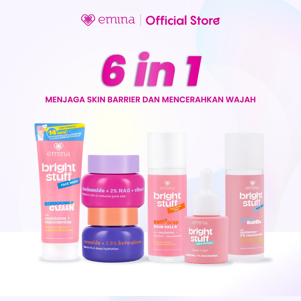 Jual Emina Day&Night 6in1 Glowing Set Bundle - Cleanser + Brightening ...