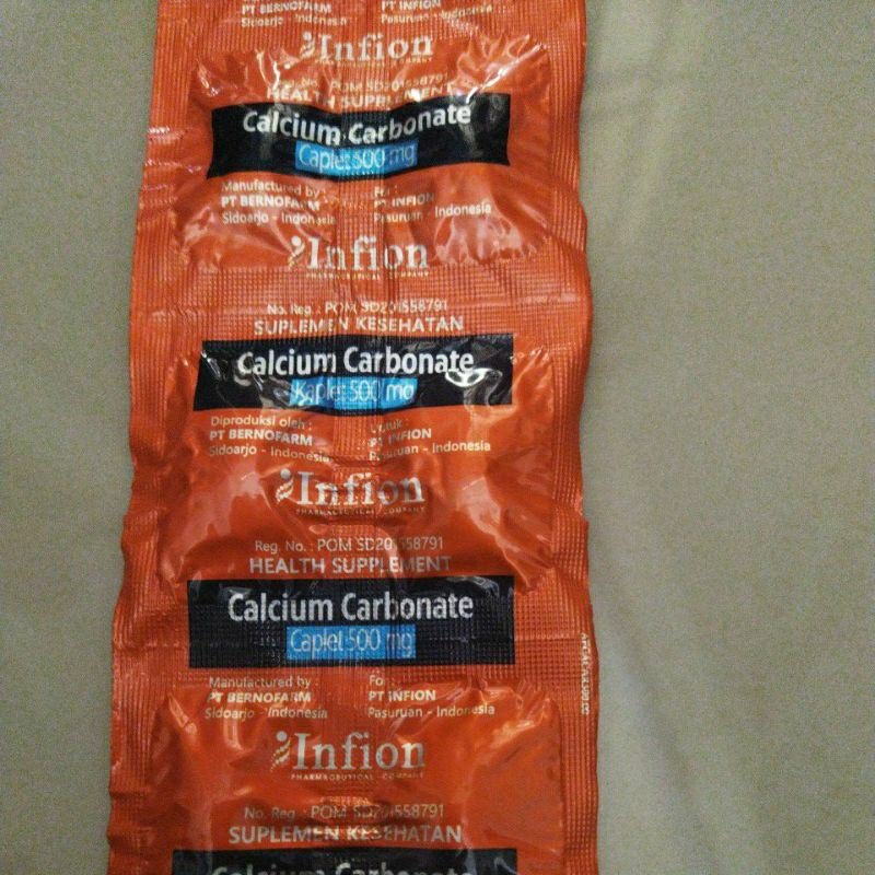 Jual Suplemen Kesehatan Calcium Carbonate Caco3 Per Strip isi 10 Tablet ...