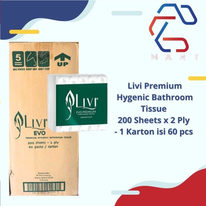 Jual Tissue Premium HBT Livi 200 Sheets x 2 Ply - 1 Karton isi 60 pcs ...
