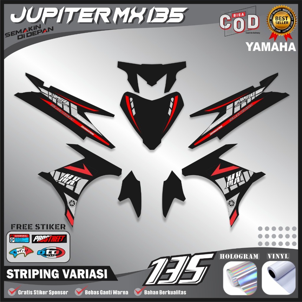 Jual Striping Sticker Jupiter Mx 135 Variasi Bahan Hologram dan Vinyl Sticker Jupiter Mx 135 ...