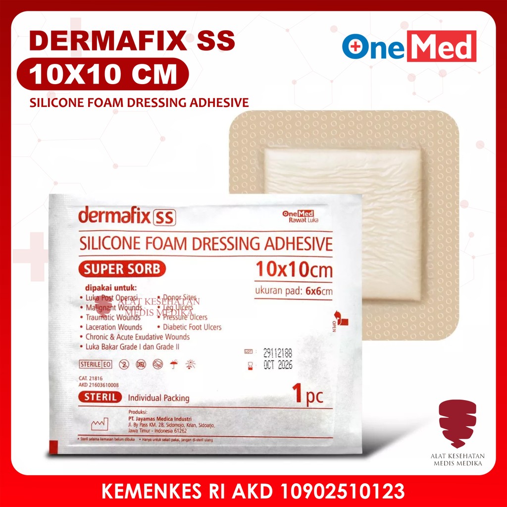 Jual Dermafix SS 10 x 10 cm Onemed Adhesive Silicone Foam Super Sorb ...