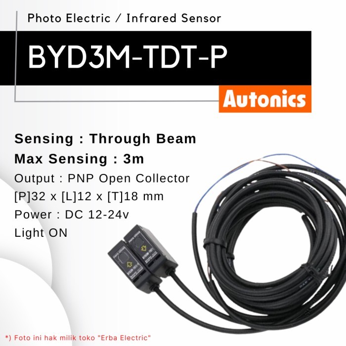 Jual MU99 Autonics BYD3M-TDT-P Photo Sensor Through Beam Infrared PNP Resmi | Shopee Indonesia