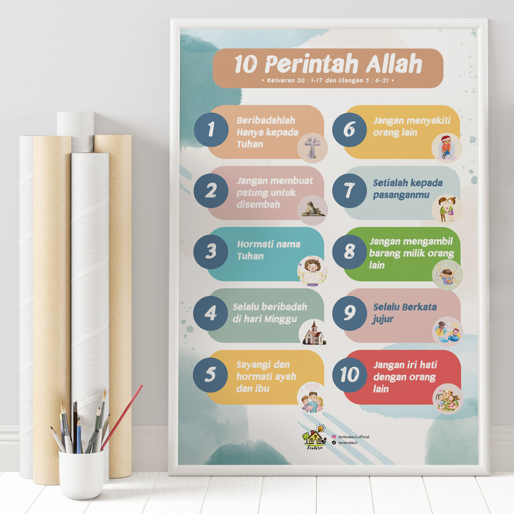 Jual Poster Edukasi KRISTEN 10 PERINTAH ALLAH Tema Kristiani Natal ...