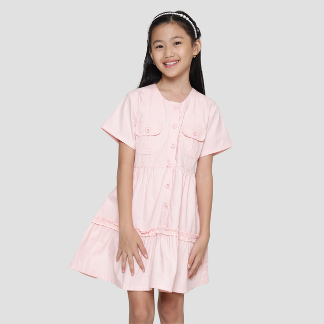 Jual Little M Woven Bawah Ruffle Midi Dress Anak Perempuan 121322051 ...