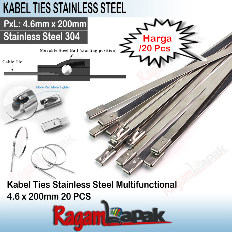Jual Kabel Ties Stainless Steel Anti Karat 20 PCS 4.6x200mm | Shopee Indonesia