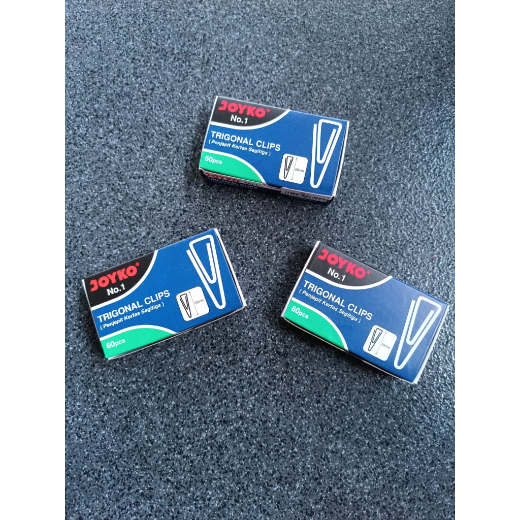 Jual PENITI PENJEPIT KERTAS NO 1 3 TRIGONAL CLIP MEREK JOYKO 1 KOTAK ...