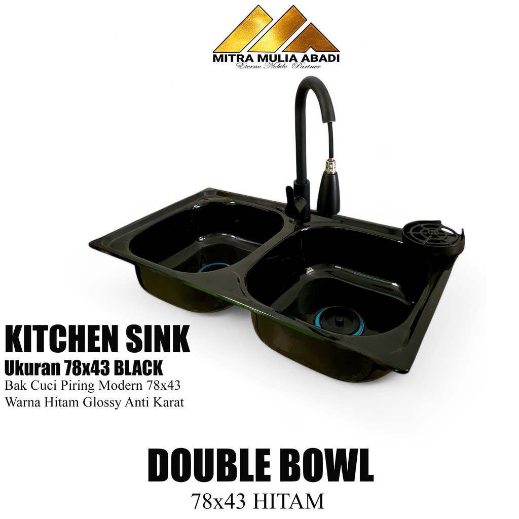 Jual Wastafel Kitchen Sink Double Bowl Modern Hitam Stainless I Bak ...