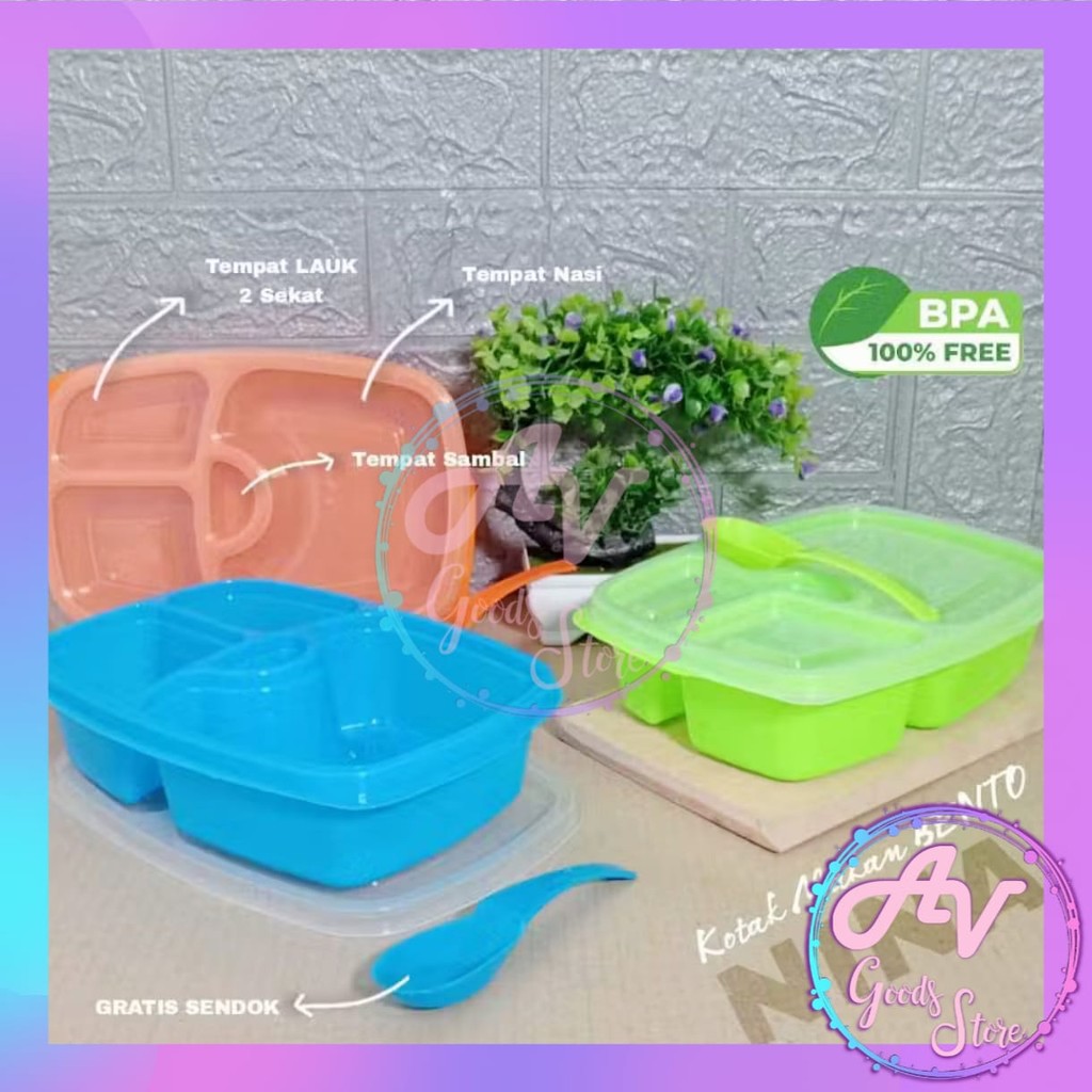 Jual Lunch Box Plastik 4 Sekat Nina / Kotak Makan Plastik Murah ...
