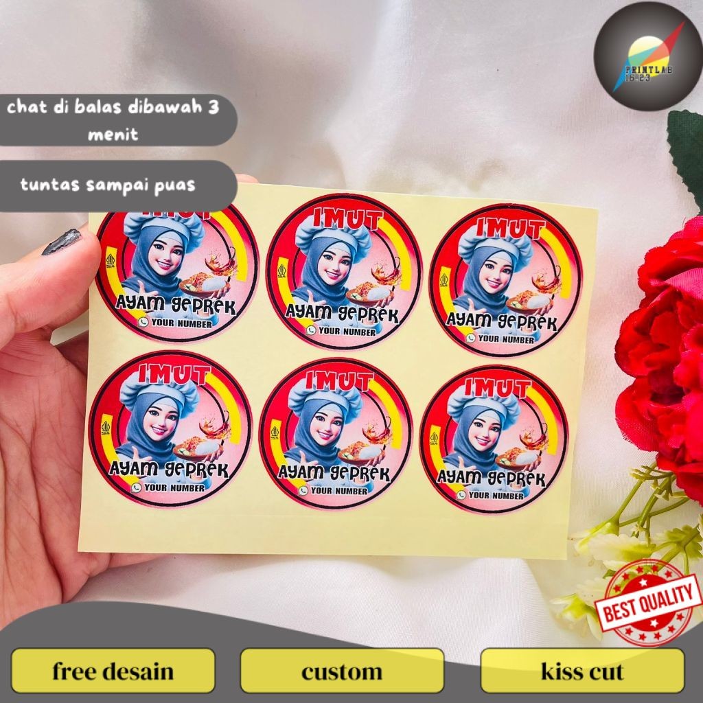 Jual PrintLab Sticker Catering Ayam Geprek Stiker Free Desain Custom ...