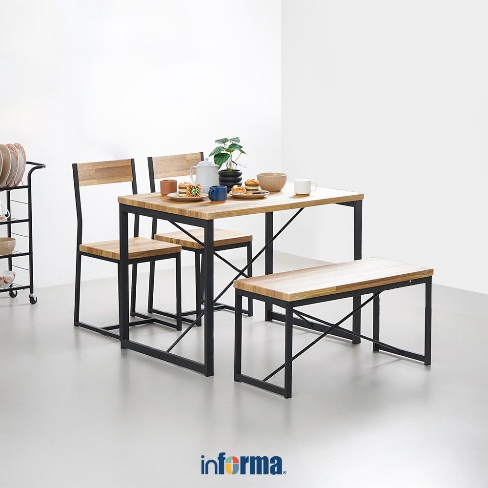 Jual Informa Zion Set Meja Makan 3 Kursi & 1 Bangku - Cokelat Dining ...