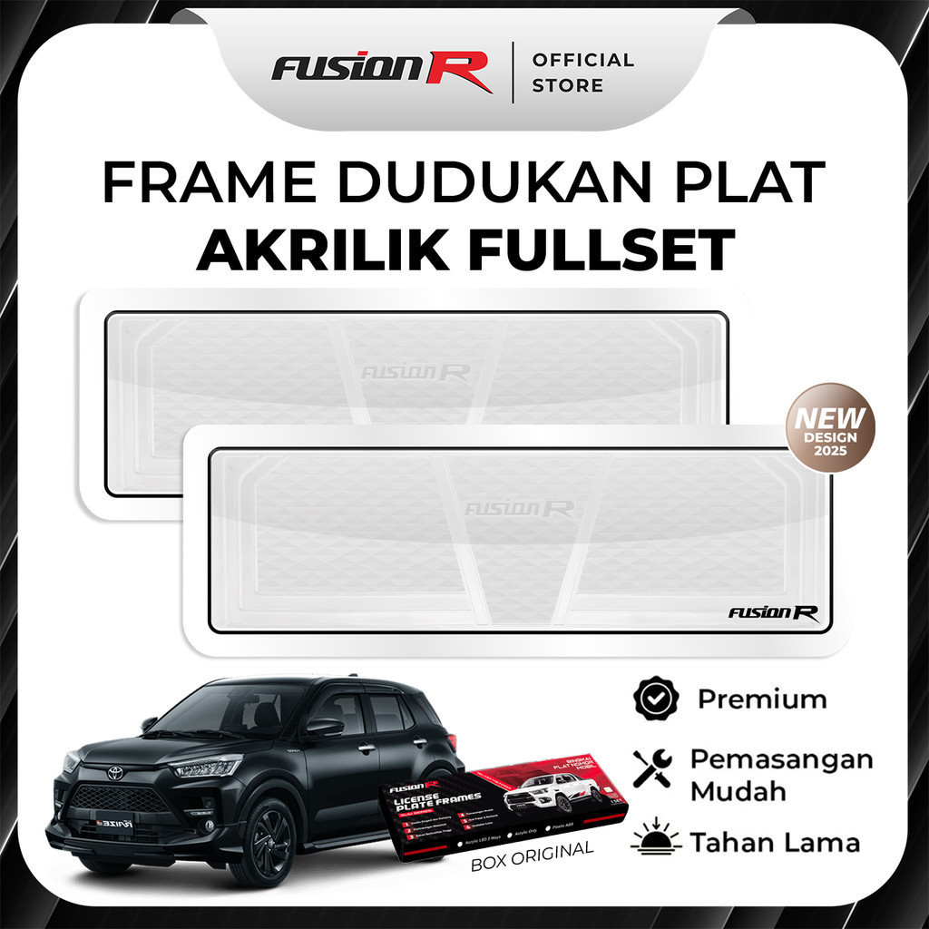 Jual FUSION R Dudukan Tatakan Plat Nomor Mobil Raize Rocky Mika Akrilik ...