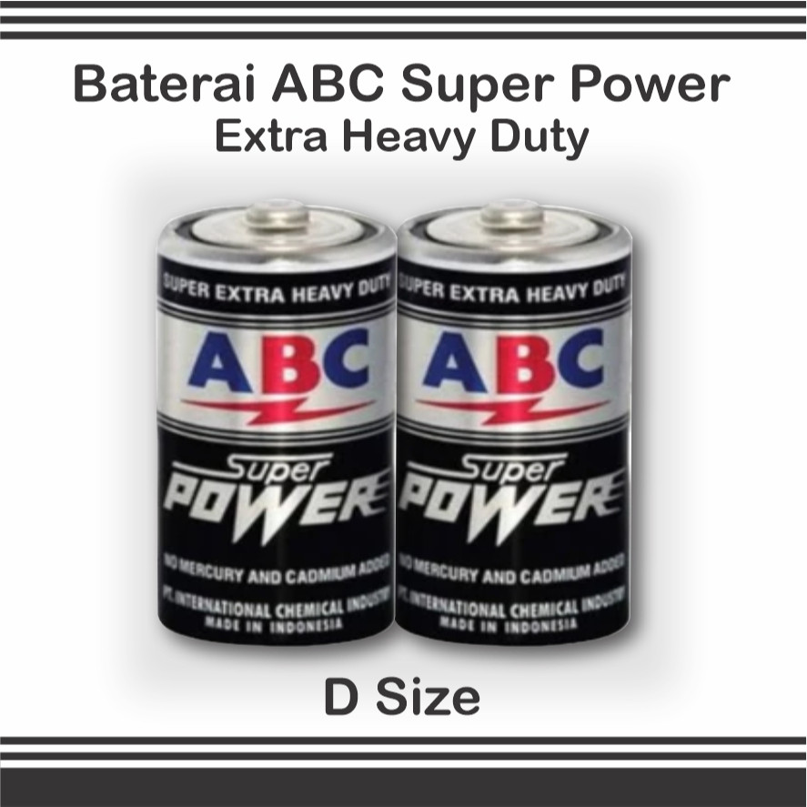 Jual Baterai ABC Super Power Battery D Size Batere R20 1.5V (2pcs ...