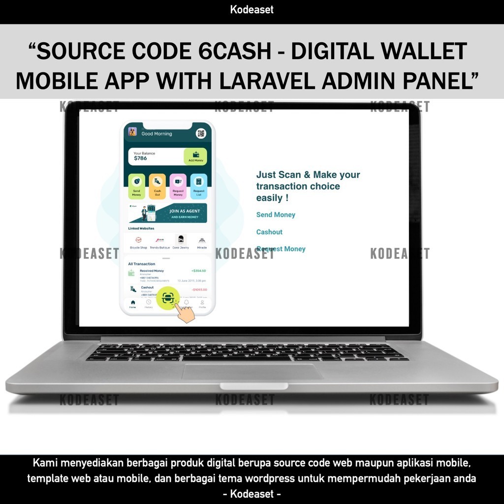 Jual SOURCE CODE APLIKASI 6CASH - DIGITAL WALLET MOBILE APP WITH LARAVEL ADMIN PANEL BY KODEASET ...