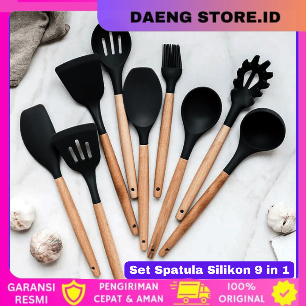 Jual Spatula Set Silicon 9 in 1 Peralatan Dapur Alat Masak Sutil ...