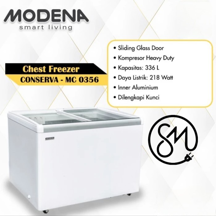 Jual Chest Freezer Box Modena MC-0356 336 L MC0356 Sliding door Conserva | Shopee Indonesia