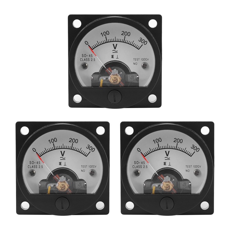 Jual 3X AC 0-300V Round Analog Dial Panel Meter Voltmeter Gauge Black ...