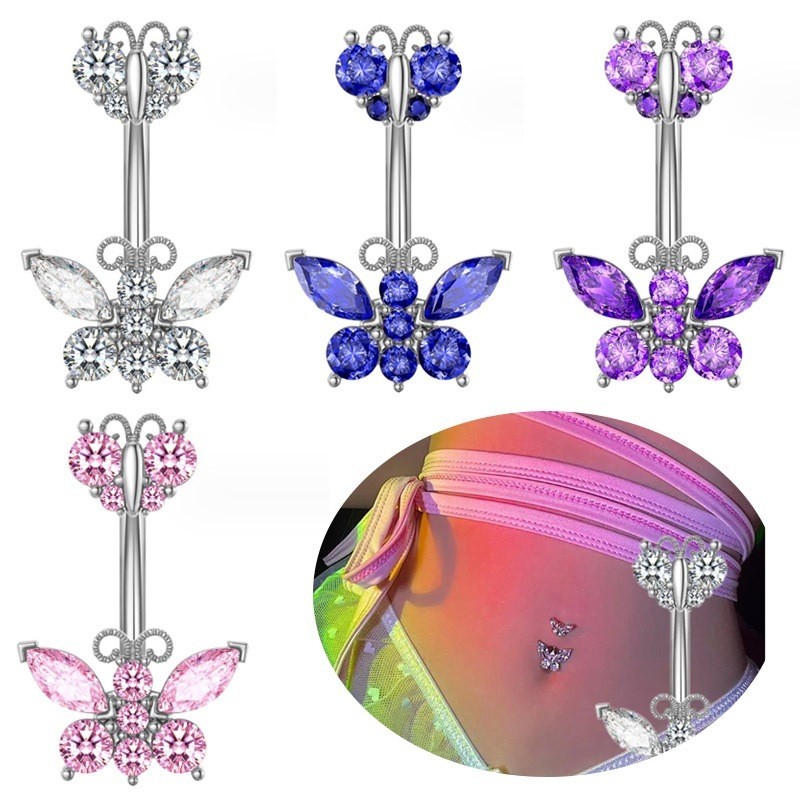 Jual Piercing Belly Anting Stainless Steel Butterfly Kupu Piercing ...