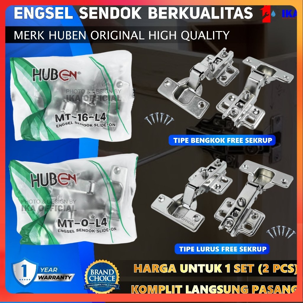 Jual HUBEN Engsel Sendok Lurus Tekuk 1 set bengkok rak etalase lemari ...