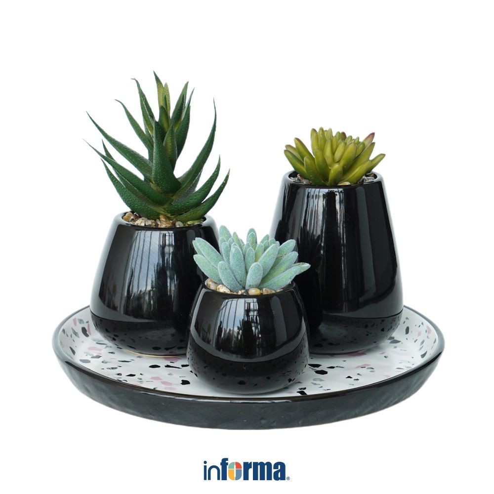 Jual Informa Terrazo 21.5 cm Set 3 Pcs Vas Bunga - Hitam Vase Wadah ...