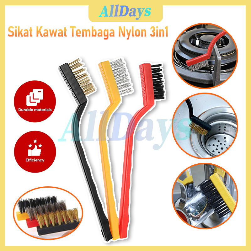 Jual Sikat Kawat 1 Set Isi 3 /Sikat Pembersih Kompor 3in1 / Pembersih Kompor Wire Brush ...