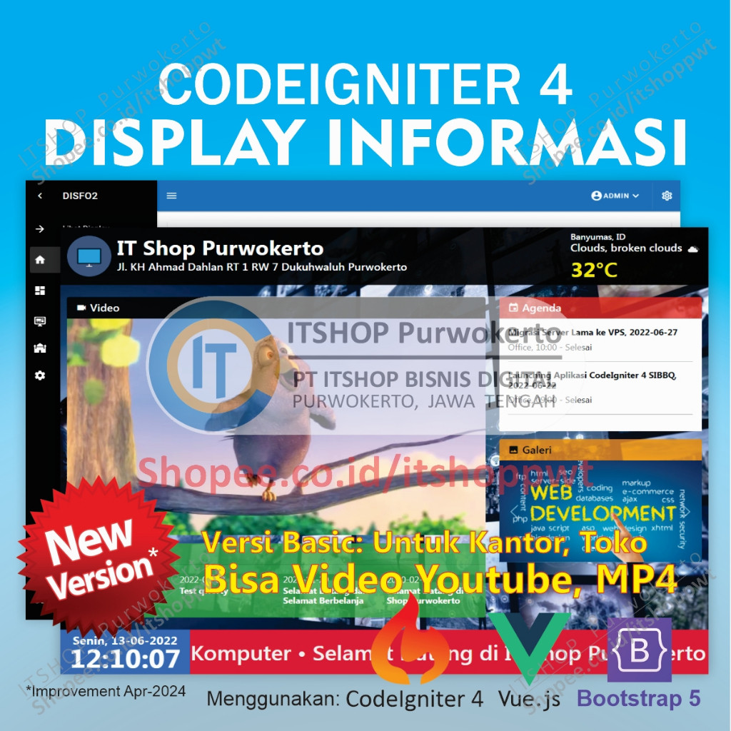 Jual Source Code Aplikasi Web Display Informasi DISFO versi Basic menggunakan Codeigniter 4 ...