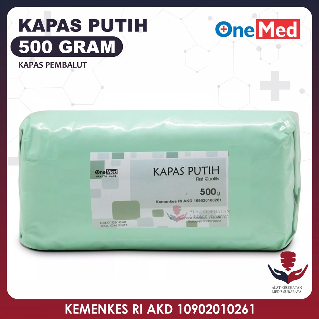 Jual Kapas Putih 500 gram Pembalut Gulung Serbaguna Kotak P3K Onemed ...