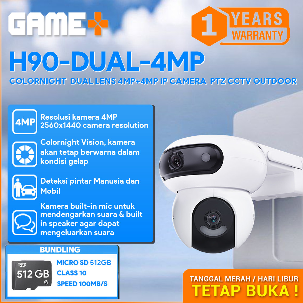 Jual EZVIZ H90-DUAL-4MP COLORNIGHT DUAL LENS 4MP+4MP IP CAMERA PTZ CCTV ...