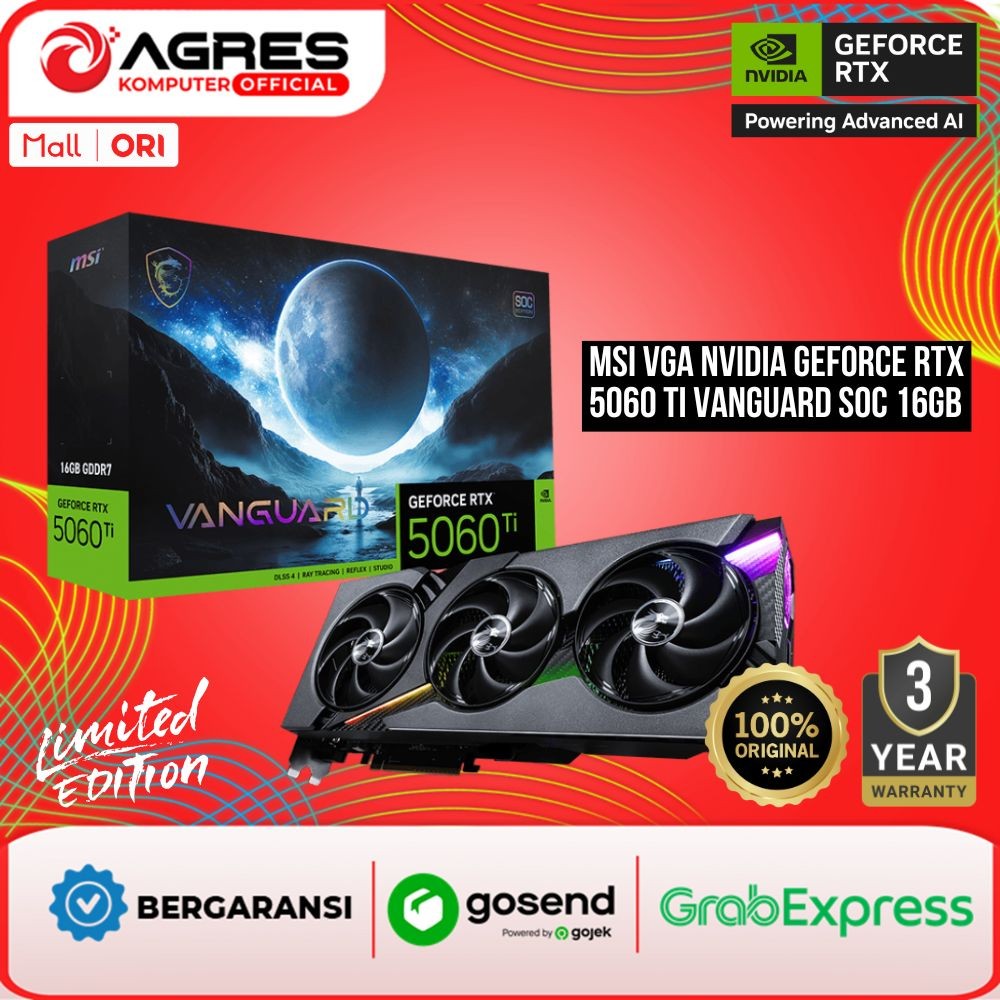 Jual MSI VGA NVIDIA GEFORCE RTX 5060 TI VANGUARD SOC 16GB GDDR7 3Y ...