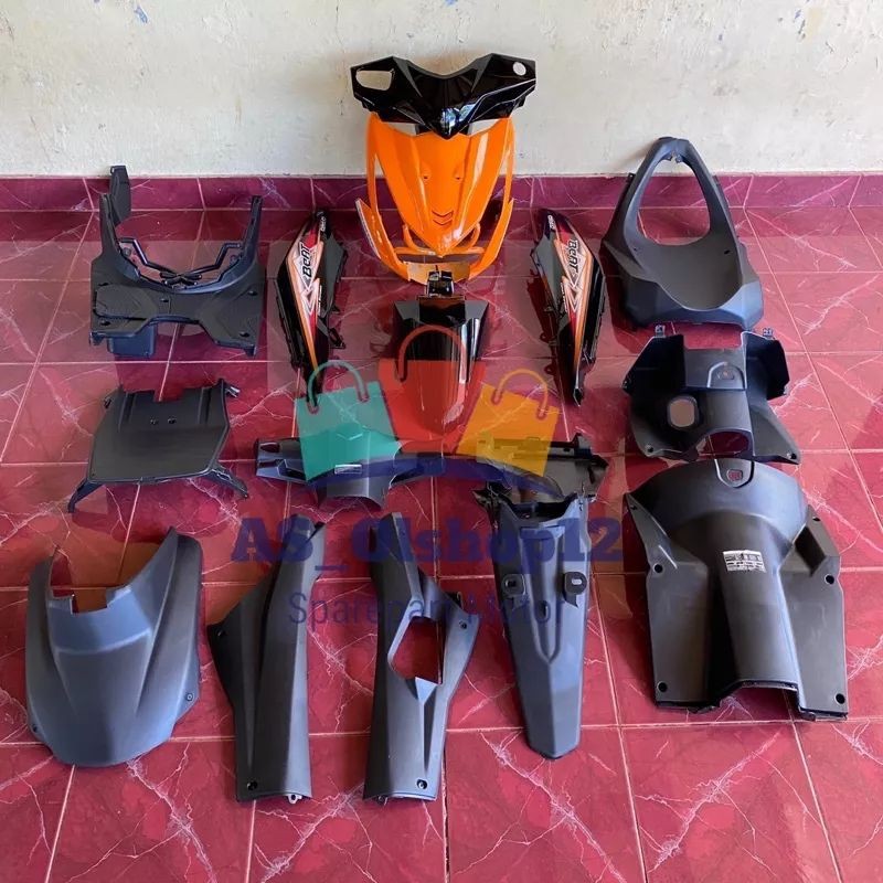 Jual Cover body full halus kasar honda beat fi 2013-2014 hitam oren ...