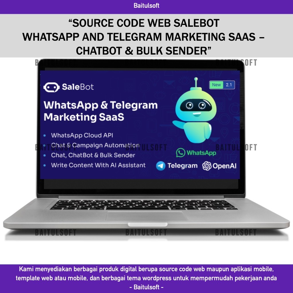 Jual SOURCE CODE APLIKASI WEB SALEBOT - WHATSAPP AND TELEGRAM MARKETING SAAS - CHATBOT & BULK ...