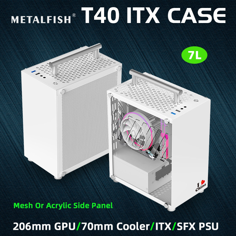 Jual METALFISH T40 Mini ITX Case 7L Gaming Computer White Chassis ...