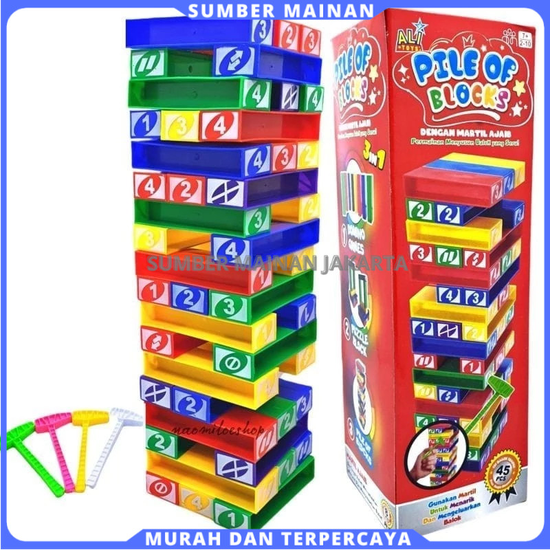 Jual Mainan Anak Balok Susun Tower Stacko Plus Palu Mainan Keluarga ...