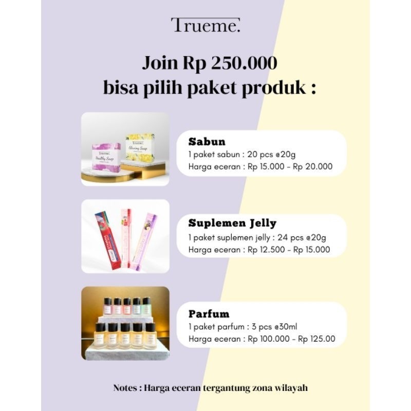 Jual PAKET MEMBER RESMI TRUEME(JOIN 1 PAKET FREE MEMBER RESMI SEUMUR HIDUP) | Shopee Indonesia