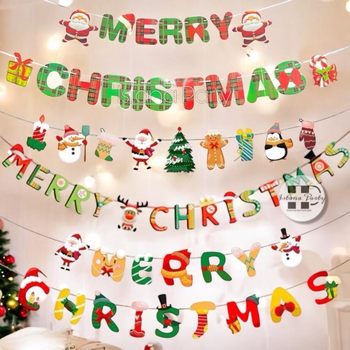 Jual Banner Merry Christmas / Bunting Flag Merry Xmas Aneka Motif ...