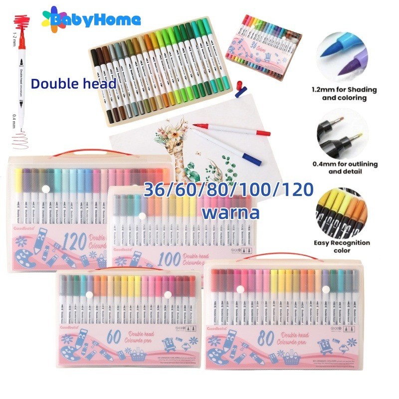Jual 2 Tips Spidol Set Marker Drawing Pen Spidol Brush Pen 2 Tips ...