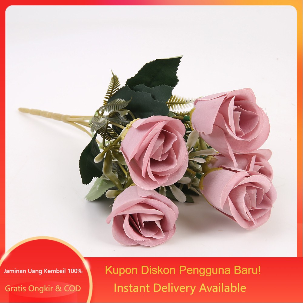 Jual Bunga Mawar Kuncup 5 Cabang Hias Buket Pengantin Seikat Bunga ...