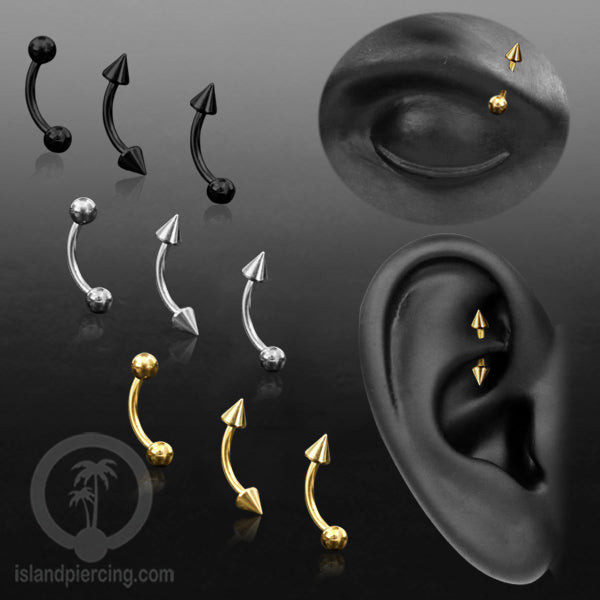 Jual Tindik Alis dan Rook Piercing Curved Barbell model yang polos tiga ...