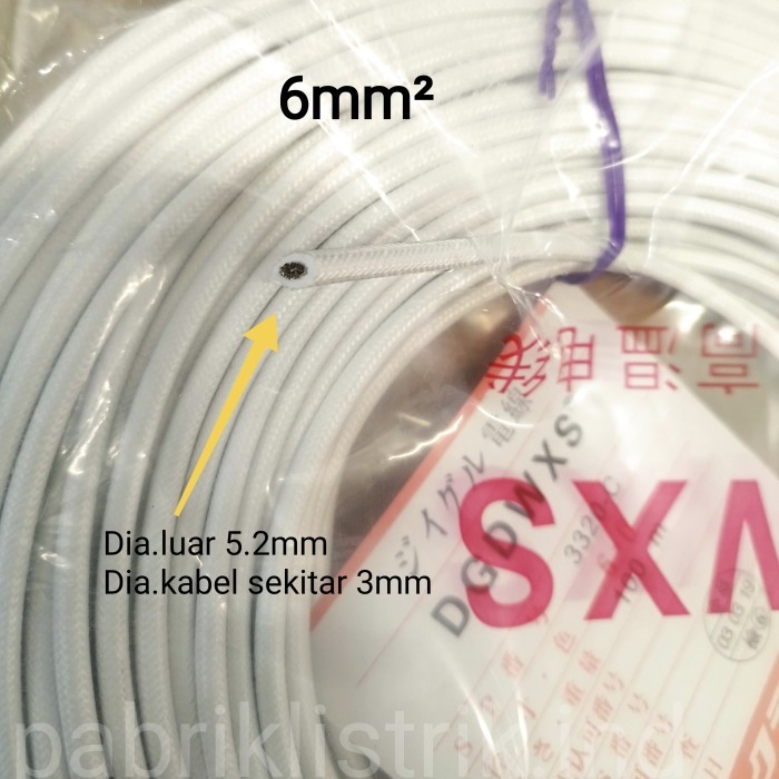 Jual TK99 kabel cable heater tahan panas 6mm 6 mm putih meter atau roll ...