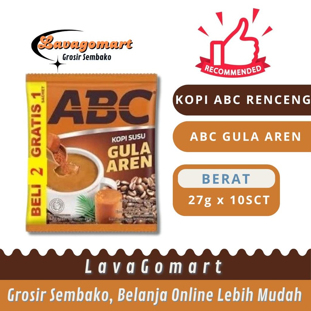 Jual KOPI ABC SUSU GULA AREN 27g - 1 RENCENG - LAVAGOMART - BANDUNG ...