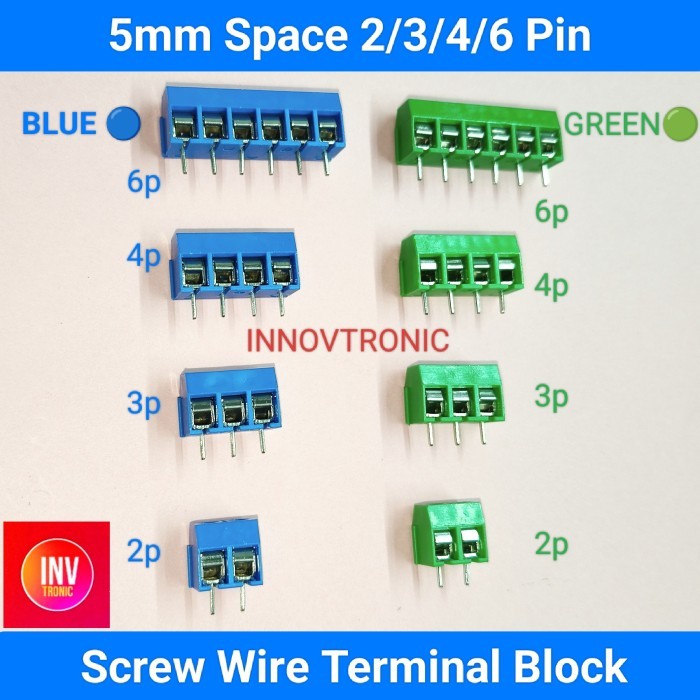 Jual Screw Terminal Block / Terminal Kabel 2/3/4/6 Pin 5mm Red Green ...
