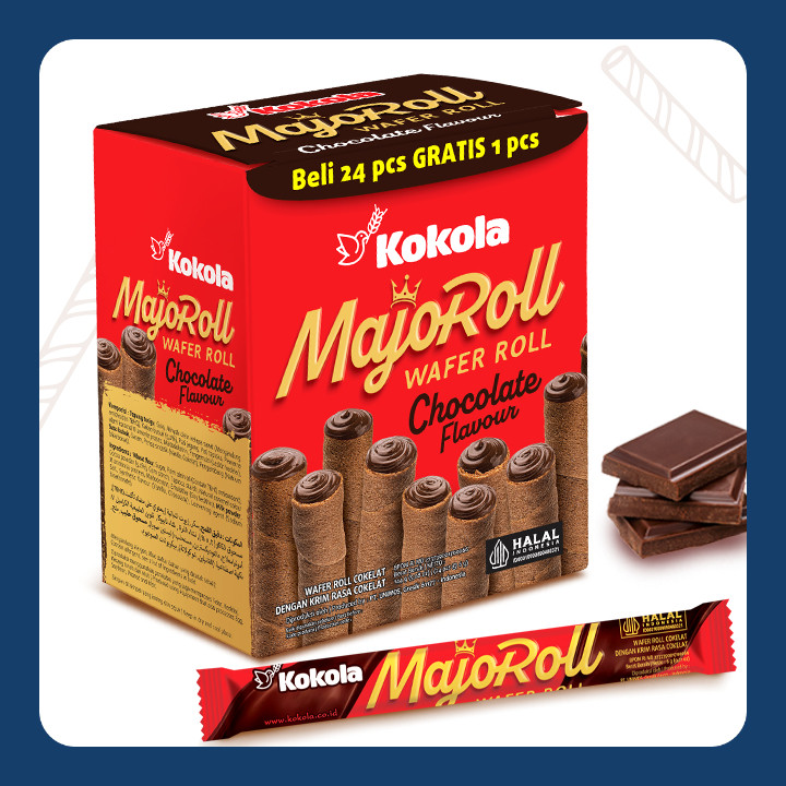 Jual Wafer Majoroll Chocolate Kokola Wafer Roll Coklat 1 Box isi 24+1 ...
