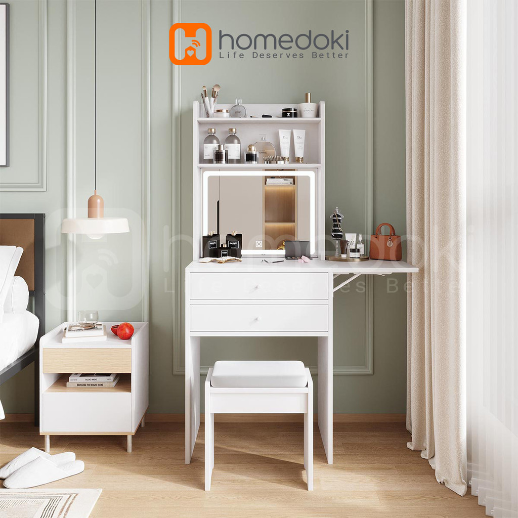 Jual Homedoki Meja Rias Putih / Meja Rias Minimalis / Meja Rias Lampu ...