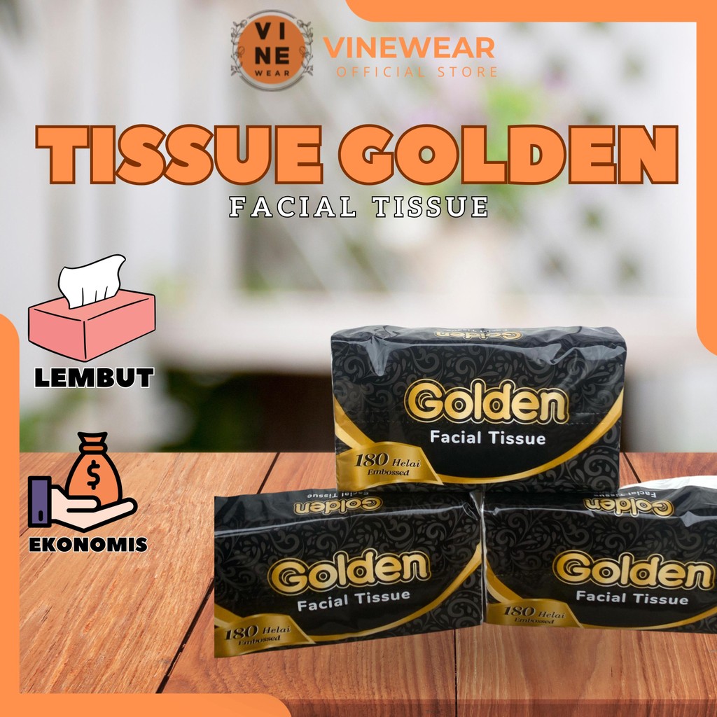 Jual Tissue Wajah Golden Embossed 180 Helai Paket 10 Pack Tisu Murah ...