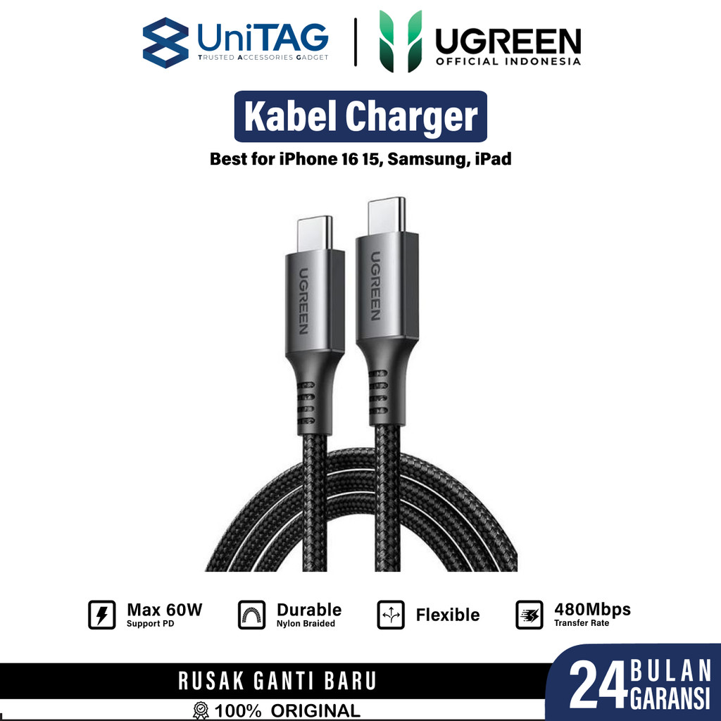 Jual UGREEN Kabel Data Type C to Type C for iPhone 16 15 Samsung iPad ...