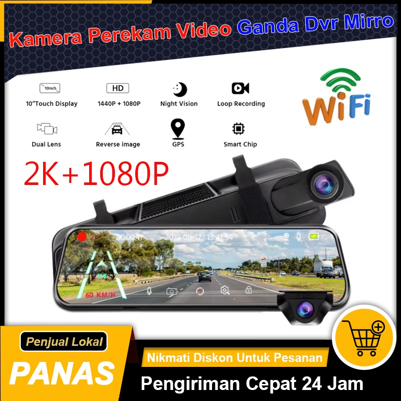 Jual 2K Mobil Dvr Mirro 10inch 1080P Kamera Perekam Video Ganda Kamera ...